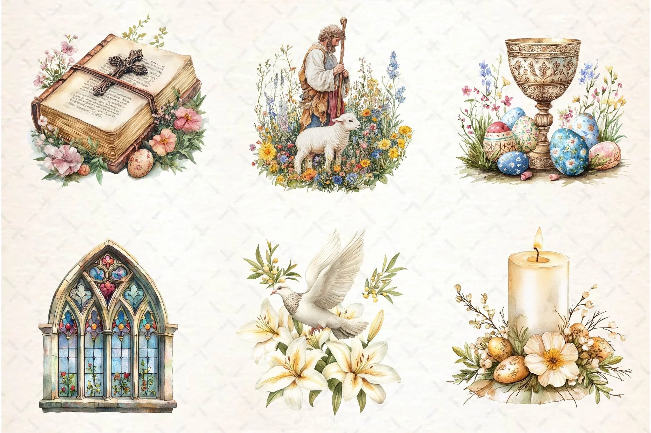 Antique Religious Easter Clipart Bundle 4