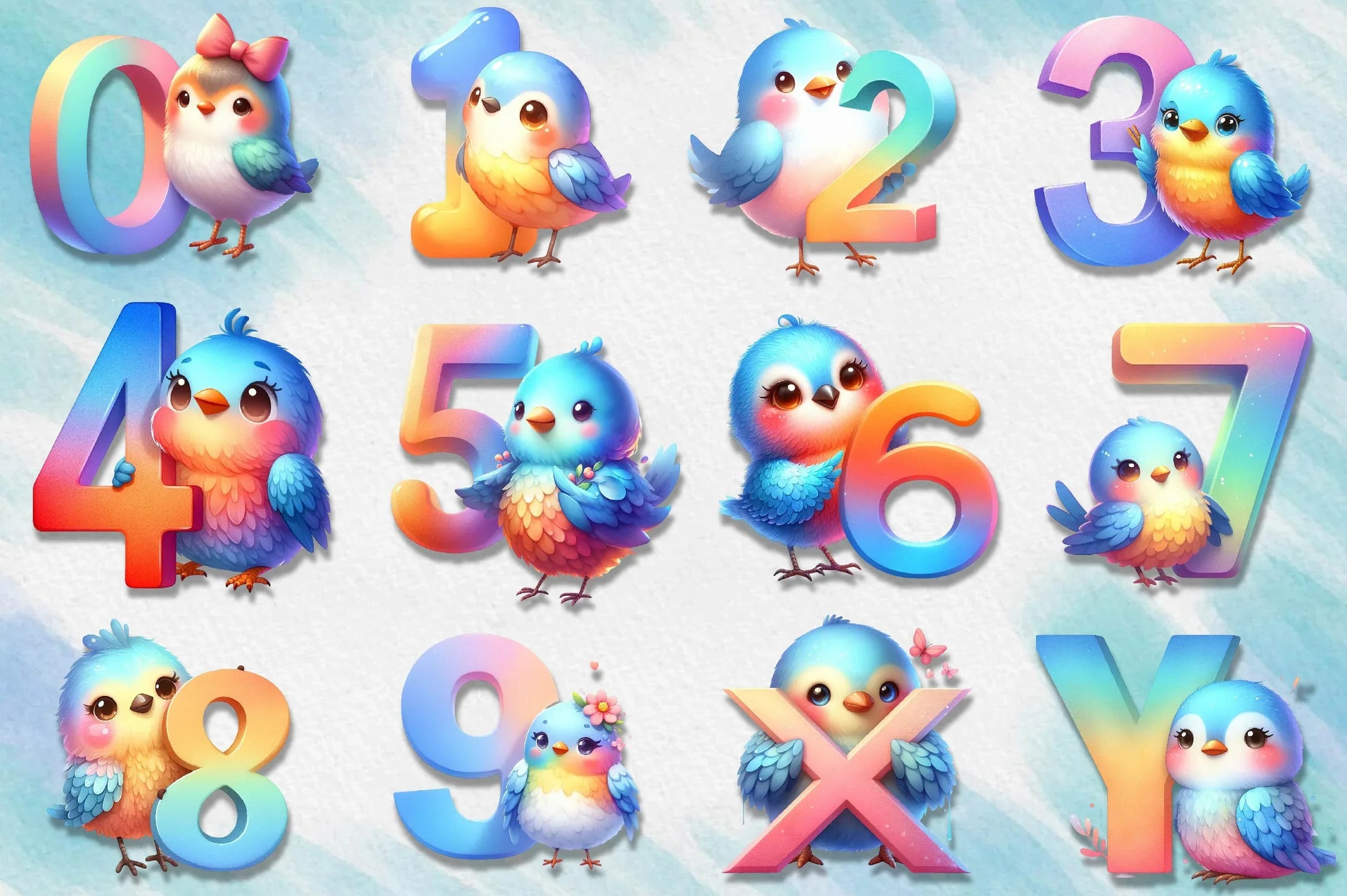 Bird Alphabet Clipart Bundle