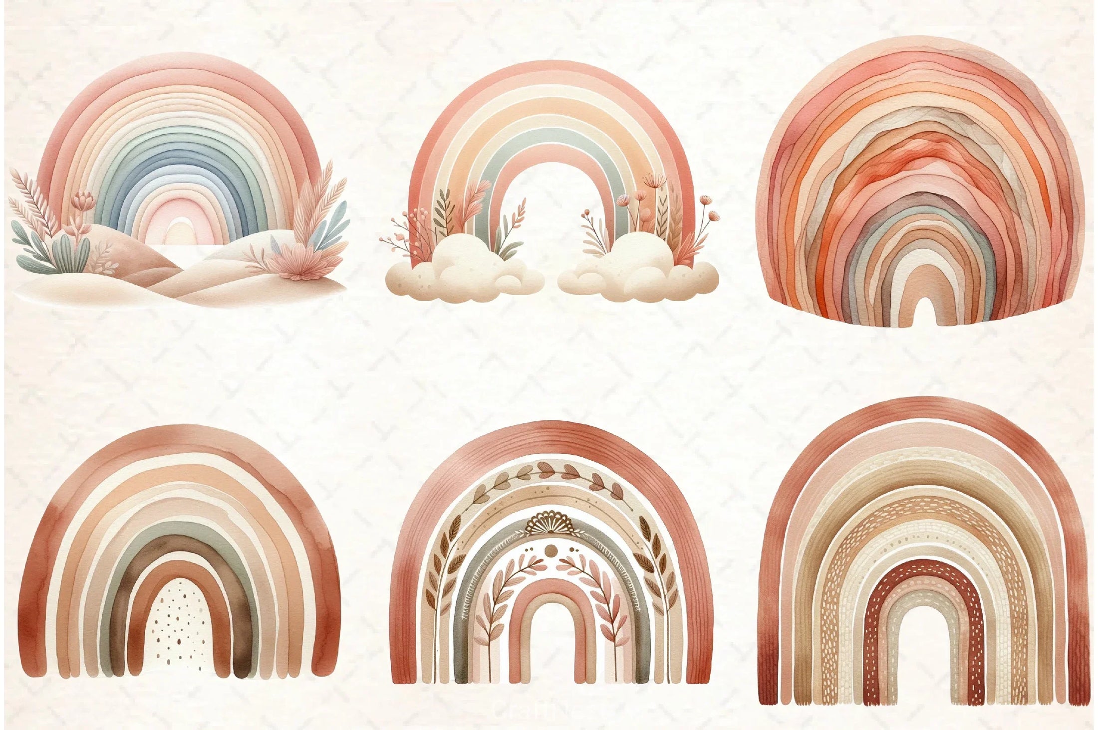 Boho Rainbow Clipart Bundle