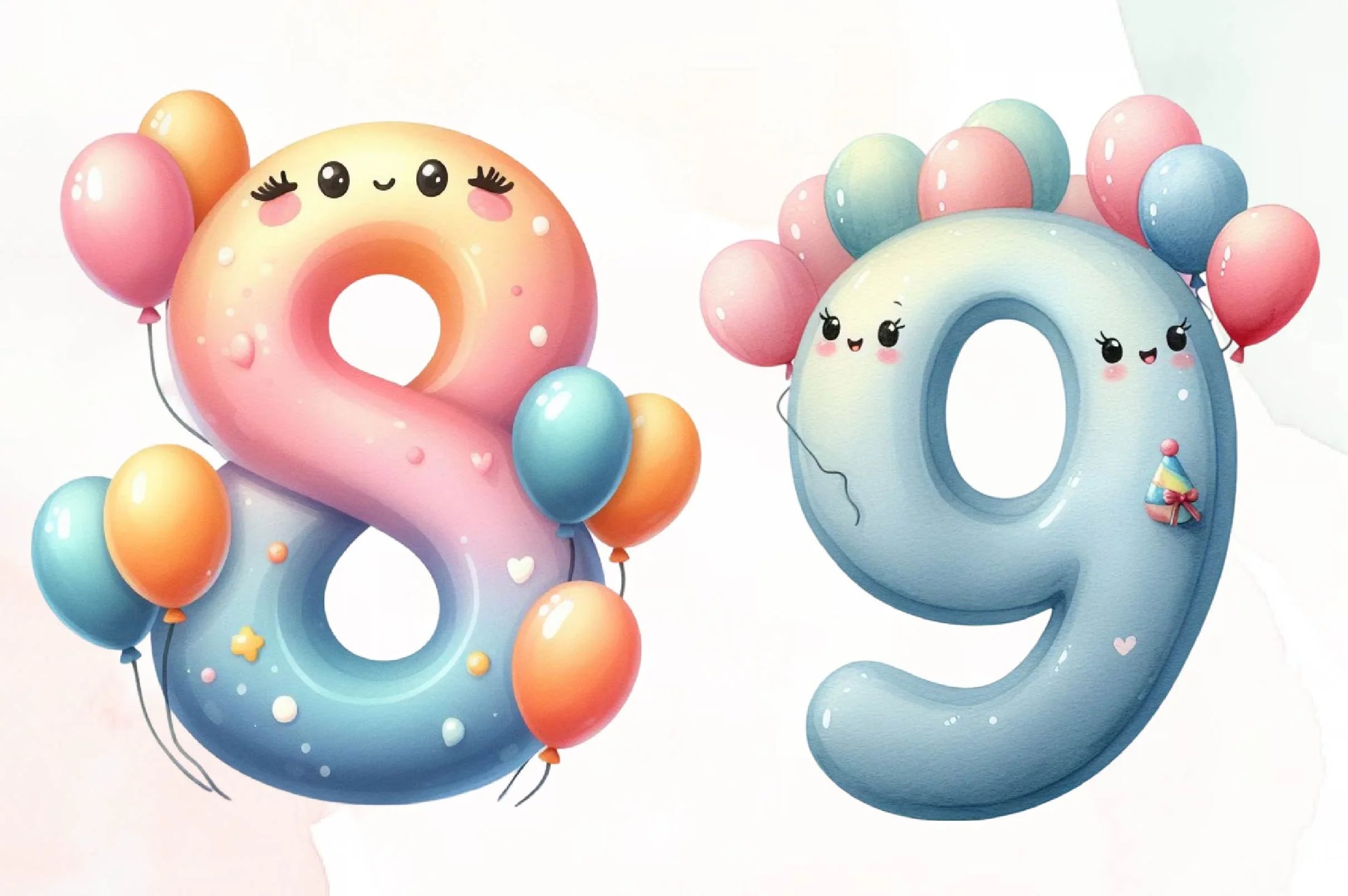 Happy Birthday Balloon Numbers Clipart Bundle (new)